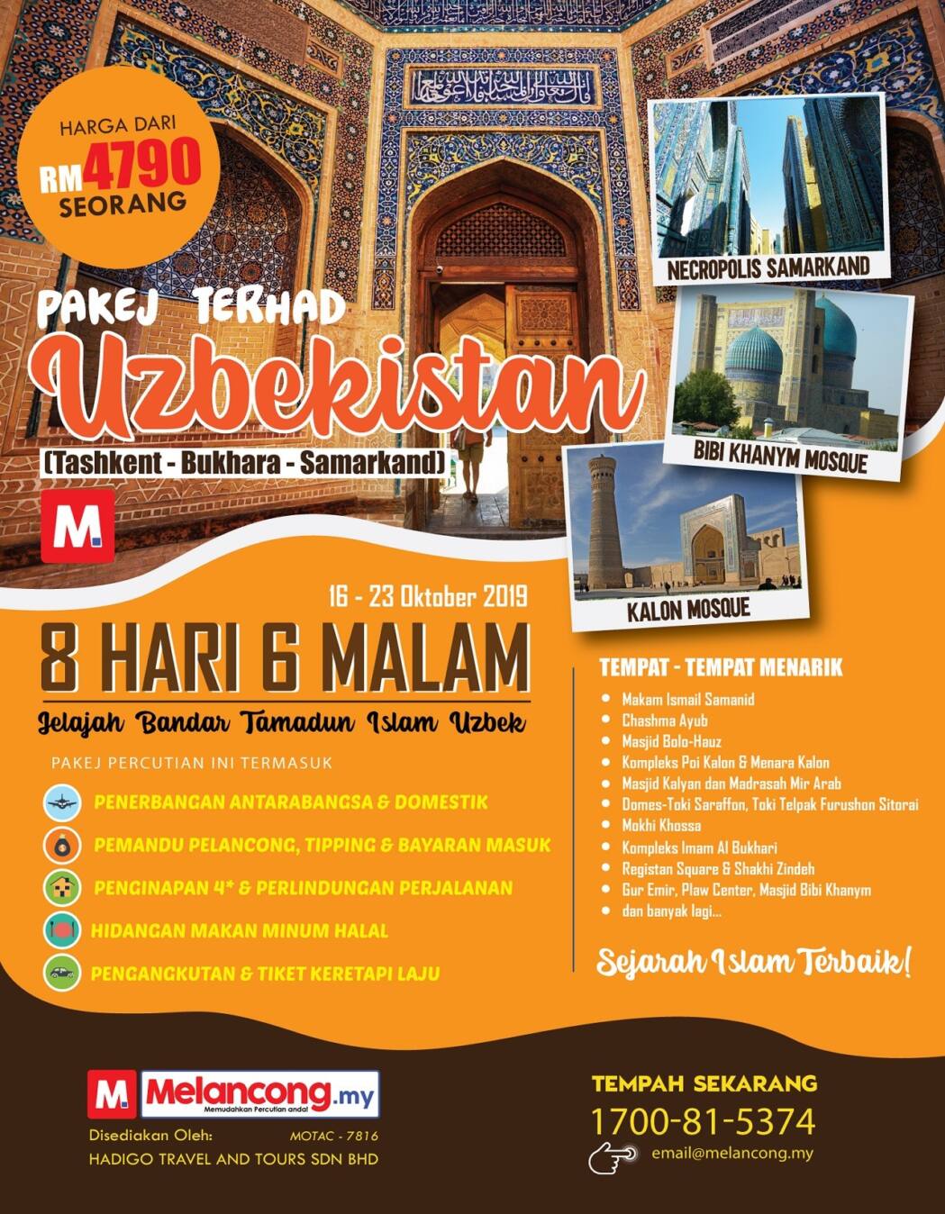 Pakej Uzbekistan All In [JELAJAH] • 8 Hari 6 Malam [ALL IN]